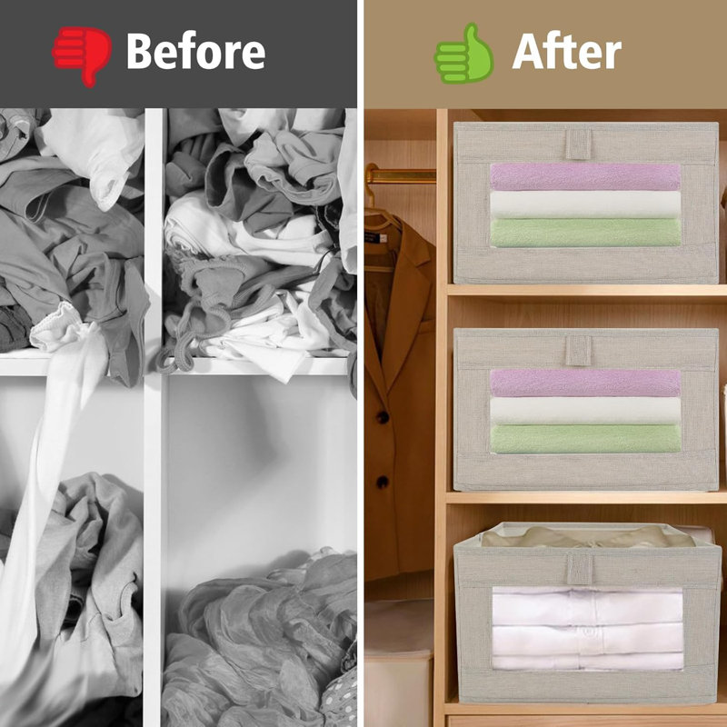 Ebern Designs 4 Pack Linen Closet Organizers And Storage Foldable | Wayfair